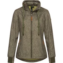 Softshelljacke LPO "SHELBY PEAK IV Women", Damen, Gr. 36/38 (M), gr&uuml;n, 96% Polyester; 4% Elasthan, tailliert, gerader Abschluss mit Klettverschl&uuml;ssen, Jacken Softshelljacke, leichte Softshelljacke mit All-Over-Print und abnehmbarer Kapuze