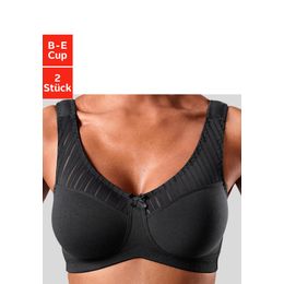 Soft-BH Nuance, Damen, Gr. 90, Cup D, schwarz-wei&szlig; (wei&szlig;, schwarz), Jersey, Obermaterial: 85% Baumwolle, 10% Polyamid, 5% Elasthan, BHs Soft-BH, ohne B&uuml;gel, mit schickem Streifenmaterial, Topseller