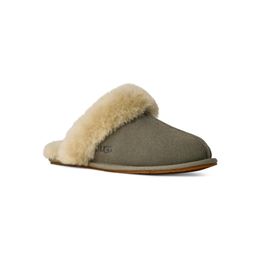 UGG Australia Hausschuh UGG "Scuffette II", Damen, Gr. 7 (38), khaki, natur, Lammfell, Veloursleder, Schuhe Hausschuh, Homeslippers, Hausschuh mit kuscheligem Fellimitat-Kragen