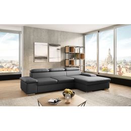 Sit & More Ecksofa SIT & MORE "Valantine L-Form, B: 286 cm", schwarz, B:286cm H:73cm T:174cm, NaturLEDER;Spannstoff, Sofas, Ecksofa, mit Arm- & Kopfteilverstellung, optional mit Bettfunktion