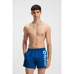 Badeshorts HUGO UNDERWEAR "ABAS", Herren, Gr. M (50), N-Gr, blau (bright blau 432), Microfaser, Polyester, kontrastfarbene Details, unifarben, Badehosen Badeshorts, seitlich mit gro&szlig;em HUGO Logo-Print