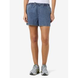 Shorts Noisy may "NMENZA MW REG ELAS SHORTS MG004MB NOOS", Damen, Gr. XS, N-Gr, medium blau denim, Web, Obermaterial: 100% Baumwolle, unifarben, relaxed fit ca. Mitte Oberschenkel, Hosen Shorts