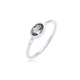Verlobungsring Elli "Ring Oval Glas Kristalle Grau 925 Sterling Silber" Gr. 54, silber, Fingerringe, Damen, 54, Silber 925 (Sterlingsilber), Verlobungsring