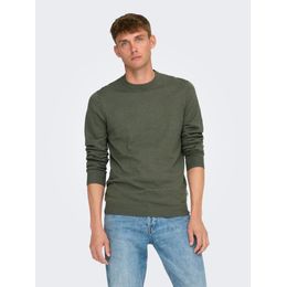 Only & Sons Strickpullover ONLY & SONS "ONSLOUI REG 12 MEL CREW KNIT NOOS", Herren, Gr. S, castor gray detail:melange, Strick, Obermaterial: 60% Baumwolle, 20% Nylon, 20% Viskose, meliert, regular fit h&uuml;ftlang, Rundhals, Rippb&uuml;ndchen, Pullover Strickpullover