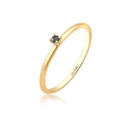 Diamantring Elli DIAMONDS "Ring Solit&auml;r Diamant Schwarz Brillantschliff (0.003 ct) 585 Gelbgold" Gr. 56, gold, Fingerringe, Damen, 56, Gelbgold 585, Diamantring