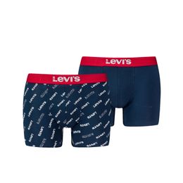 Levi's Boxershorts LEVI'S "LEVIS MEN LOGO AOP BOXER BRIEF ORG CO 2P", Herren, Gr. XL, bunt (wei&szlig;, blau, rot), Obermaterial: 95% Baumwolle, 5% Elasthan, Unterhosen Boxershorts, mit stilvoller Musterung