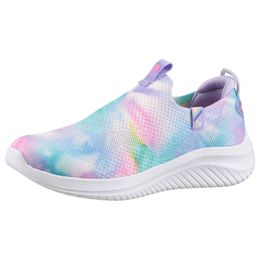 Slip-On Sneaker Skechers "ULTRA FLEX 3.0", M&auml;dchen, Gr. 35, bunt (lavendel multifarben), Textil, kontrastfarbene Details, Schuhe Slip-On Sneaker, Schlupfschuh mit kleinem Keilabsatz, Gr&ouml;&szlig;enschablone zum Download