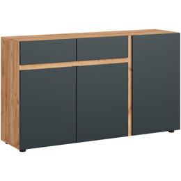 Sideboard Home Affaire "Morongo", eiche kraft gold, anthrazit kosmos, B:148,7cm H:86cm T:39,6cm, Holzwerkstoff, MDF, Sideboards, Sideboard, Breite ca. 149 cm