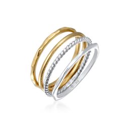 Ring-Set Elli "Ring Stapelringe Bicolor 925 Sterling Silver Gold-plated" Gr. 58, bunt (zweifarbig), Fingerringe, Damen, 58, ohne Stein, Silber 925 (Sterlingsilber), Ring-Set