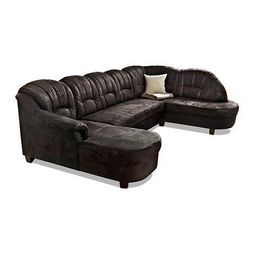 Wohnlandschaft Home Affaire "Budapest, viel Platz, Breite 288cm, zeitlos und elegant, U-Form", schwarz, B:288cm H:84cm T:80cm, Sofas, Wohnlandschaft, wahlweise mit Bettfunktion