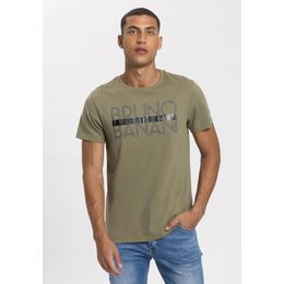 T-Shirt Bruno Banani, Herren, Gr. L (52/54), gr&uuml;n (khaki), Single Jersey, Obermaterial: 100% Baumwolle, bedruckt, schmal, Rundhals, Shirts T-Shirt, kurz&auml;rmelig, schmal geschnitten, bedruckt, aus Baumwolle, Topseller