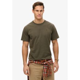 Rundhalsshirt Superdry "ESSENTIALS RELAXED TEE", Herren, Gr. XL, schwarz khaki, Single Jersey, Obermaterial: 100% Baumwolle, unifarben, relaxed fit h&uuml;ftbedeckend, Rundhals, Shirts Rundhalsshirt