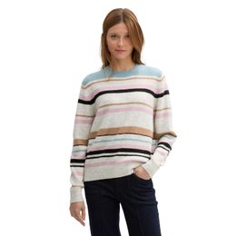 Strickpullover Tom Tailor Denim, Damen, Gr. XS (34), bunt (irregular multicolor stripe), Strick, Obermaterial: 79% Polyacryl, 18% Polyester, 3% Elasthan, gestreift, regular fit taillenbedeckt, Rundhals, Rippb&uuml;ndchen, Pullover Strickpullover, mit Streifenmuster