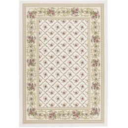 Teppich Theko "Flomi Rose Garden", beige, B:60cm H:4mm L:90cm, Baumwolle, Kunstfaser, Teppiche, Teppich, Flachgewebe, romatisch verspielt, mit Bord&uuml;re