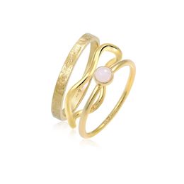 Ring-Set Elli Premium "Ring Solit&auml;r Rosa Quarz 3er Ring Set 925 Silber" Gr. 54, gold, Fingerringe, Damen, 54,mit Stein, Silber 925 (Sterlingsilber), Ring-Set