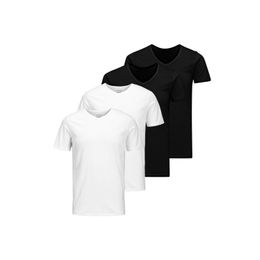 Jack & Jones T-Shirt JACK & JONES "T-Shirt JACBASIC V-NECK TEE 2PK 2er Pack", Herren, Gr. XL, schwarz (schwarz, wei&szlig;), Obermaterial: 100% Baumwolle CO., Shirts T-Shirt