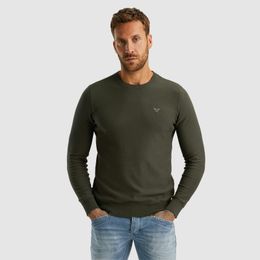 PME-Legend Strickpullover PME LEGEND, Herren, Gr. M, grau (beluga), Strick, Obermaterial: 100% Baumwolle, unifarben, regular fit taillenbedeckt, Rundhals, Rippb&uuml;ndchen, Pullover Strickpullover, mit Logostickerei