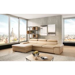 Sit & More Ecksofa SIT & MORE "Valantine L-Form, B: 286 cm", braun (cappuccino), B:286cm H:73cm T:174cm, Sofas, Ecksofa, mit Arm- & Kopfteilverstellung, optional mit Bettfunktion