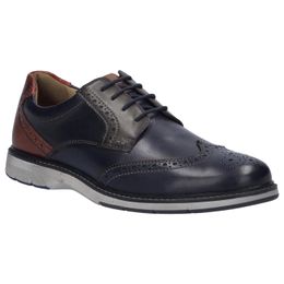 Budapester Josef Seibel "Stuart 07", Herren, Gr. 44, blau (ocean, multi), Leder, Lyralochung, kontrastfarbene Details, Schuhe Budapester, Brogue, Business Schuh, Anzugschuh mit Fl&uuml;gelkappe
