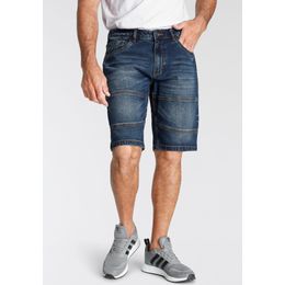 H.I.S. Jeansbermudas H.I.S, Herren, Gr. 33, N-Gr, blau (dunkelblau), Denim/Jeans, Obermaterial: 99% Baumwolle, 1% Elasthan, normal knieumspielend, Jeans Jeansbermudas, entspannte Passform, gerader Beinschnitt, modische Washed-Optik