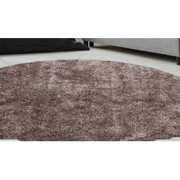 Hochflor-Teppich Kayoom "Diamond 700" Gr. 9, grau (taupe), H:45mm &Oslash;:120cm, Kunstfaser, Teppiche, Hochflor-Teppich, weiche Microfaser, Langflor, Shaggy, Melange, Wohnzimmer