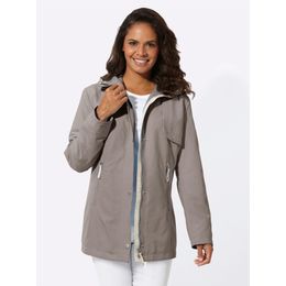 Langjacke Casual Looks, Damen, Gr. 40, grau (taupe), 100% Polyester, unifarben, Jacken Langjacke