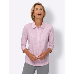 Druckbluse Classic Basics, Damen, Gr. 50, rosa (ecru, ros&eacute;, bedruckt), 50% Baumwolle, 50% Polyester, bedruckt, gemustert, Blusen Druckbluse