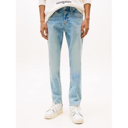 Slim-fit-Jeans Tommy Jeans "Scanton Slim", Herren, Gr. 30, L&auml;nge 30, blau (denim light), Denim/Jeans, Obermaterial: 95% Baumwolle, 4% Elastomultiester, 1% Elasthan, regular fit lang, Jeans Slim-fit-Jeans, Slim?Fit?Jeans mit mittlerer Leibh&ouml;he, 5?Pocket?Design