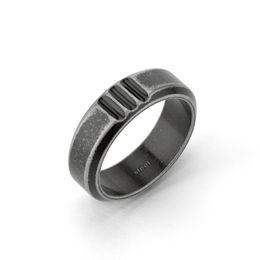 Fingerring Fynch-Hatton "Schmuck Geschenk Edelstahl Ring Curb Kerben" Gr. 64, braun (antikfarben), Fingerringe, Herren, 64, Edelstahl, 7mm, Fingerring