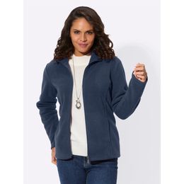 Fleecejacke Casual Looks, Damen, Gr. 38, blau (dunkelblau), 100% Polyester, unifarben, Jacken Fleecejacke