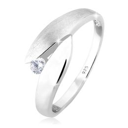Silberring Elli "Ring Solit&auml;r Wickelring Zirkonia 925 Silber" Gr. 52, wei&szlig;, Fingerringe, Damen, 52, Silber 925 (Sterlingsilber), Silberring