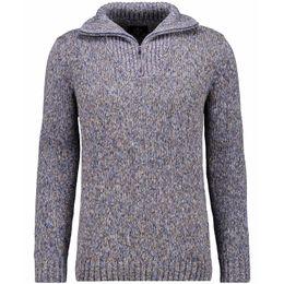 Troyer Ragman, Herren, Gr. 58, blau (blau, 177), Strick, 100% Baumwolle, hoch geschlossener Ausschnitt, Pullover Troyer