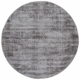 Teppich CarpetFine "Ava Viskoseteppich", grau (hellgrau), H:13mm &Oslash;:80cm, Viskose, Teppiche, Teppich, Seidenoptik, leichter Glanz, Wohnzimmer