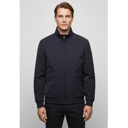 Allwetterjacke BOSS Orange "Ohice", Herren, Gr. 52, blau (dunkelblau404), Web, Obermaterial: 88% Polyamid, 12% Elasthan, unifarben, regular fit h&uuml;ftlang, Strickb&uuml;ndchen, Jacken Allwetterjacke, wasserabweisend Kapuze verstaubar abnehmbar Strickb&uuml;ndchen Stehkragen