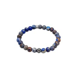 Armkette Kuzzoi "Armband Herren Achat Blau Beads Oxidiert 925er Silber" Gr. 230, blau (dunkelblau), Armb&auml;nder, Herren, 230, Silber 925 (Sterlingsilber), Armkette