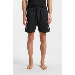 Sweatshorts BOSS "ICONIC", Herren, Gr. M, N-Gr, schwarz (schwarz 001), Obermaterial: 100% Baumwolle, kniefrei, Hosen Sweatshorts, mit Tunnelzug und Tape-Details