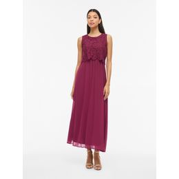 Maxikleid Vila "VIMILINA LACE DRESS - NOOS/DC", Damen, Gr. 34, N-Gr, anemone, Web, Obermaterial: 100% Polyester, unifarben, regular fit lang, Rundhals, Kleider Maxikleid, Topseller