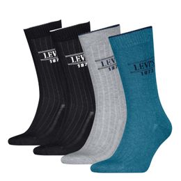 Levi's Socken LEVI'S "LEVIS REG CUT RIB LOGO 4P ECOM", Damen, Gr. 39-42, blau (blau combo), Baumwollmischung, Socken Socken