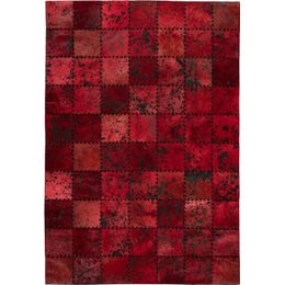 Fellteppich Calo-deluxe "Rankel 205 Lederteppich" Gr. 6, rot, B:200cm H:5mm L:290cm, Kuhfell, Leder, Teppiche, Fellteppich, farbige Patchwork Unikate, echtes Rinderfell, Wohnzimmer