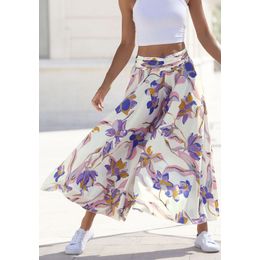Hosenrock Lascana, Damen, Gr. 40, bunt (creme, flieder, ros&eacute; bedruckt), Web, Obermaterial: 100% Polyester, bedruckt, figurumspielend kn&ouml;chelfrei, R&ouml;cke Hosenrock, mit floralem Alloverdruck, Culotte, extraweites Bein, Topseller
