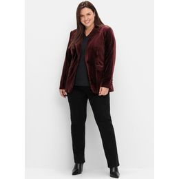 Jackenblazer sheego "Jackenblazer", Damen, Gr. 48, rot (bordeaux), 92% Polyester, 8% Elasthan, Blazer Jackenblazer