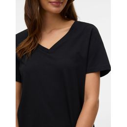 V&eacute;ro Moda Kurzarmshirt VERO MODA "VMPAULINA SS V-NECK T-SHIRT JRS NOOS", Damen, Gr. S, schwarz, Jersey, Obermaterial: 100% Baumwolle, unifarben, normal, V-Ausschnitt, Shirts Kurzarmshirt, Baumwolle