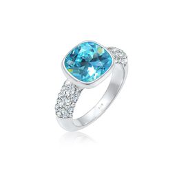 Verlobungsring Elli Premium "Ring Helblau 925 Sterling Silber, mit Kristallen von Swarovski" Gr. 58, silber, Fingerringe, Damen, 58, Silber 925 (Sterlingsilber), Verlobungsring