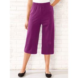 Caprihose, Damen, Gr. 50, Normalgr&ouml;&szlig;en, lila (beere), 100% Baumwolle, unifarben, kurz, Hosen Caprihose