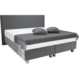 Boxspringbett "Sven", grau (anthrazit), L:210cm, 100% Polyester;Polsterwatte: 100% Polyester, Westfalia Schlafkomfort, Komplettbetten, Boxspringbett, inkl. Zierkissen, wahlweise mit und ohne Kaltschaum-Topper