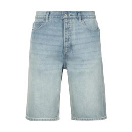 Shorts HUGO BLUE "Skate shorts", Herren, Gr. 31, N-Gr, turquoise, aqua449, Jeans, Obermaterial: 100% Baumwolle, unifarben, normal ca. Mitte Oberschenkel, Hosen Shorts, mit Logo-Lederpatch am Bund