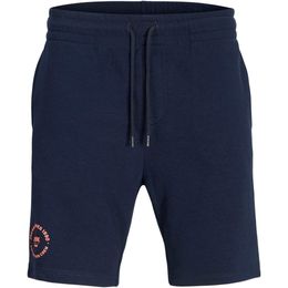 Jack & Jones PlusSize Sweatshorts "JPSTGORDON JJSIMON SWEAT SHORTS NA PLS", Herren, Gr. 48 (7XL), N-Gr, blau (sky captain), angeraute Sweatware, Obermaterial: 60% Baumwolle, 40% Polyester, JACK & JONES PLUSSIZE, bedruckt, normal, Hosen Sweatshorts