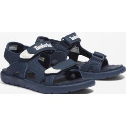 Sandale Timberland "PERKINS ROW BACKSTRAP SANDAL", M&auml;dchen, Gr. 35, blau (midnight), Synthetik, Schuhe Sandale, mit Klettverschlu&szlig;