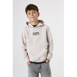 Hoodie Garcia, Jungen, Gr. 140/146, wei&szlig; (moonbeam), Sweatware, Obermaterial: 80% Baumwolle, 20% Polyester, bedruckt, regular fit taillenbedeckt, Rippb&uuml;ndchen, Sweatshirts Hoodie, mit Print