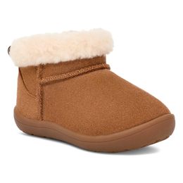 UGG Australia Schlupfboots UGG "KINSEY", M&auml;dchen, Gr. 8 (25), braun (chestnut), Textil, Veloursleder, Schuhe Schlupfboots, Klettstiefel, Snowboots, Winterstiefel mit praktischem Klettverschluss
